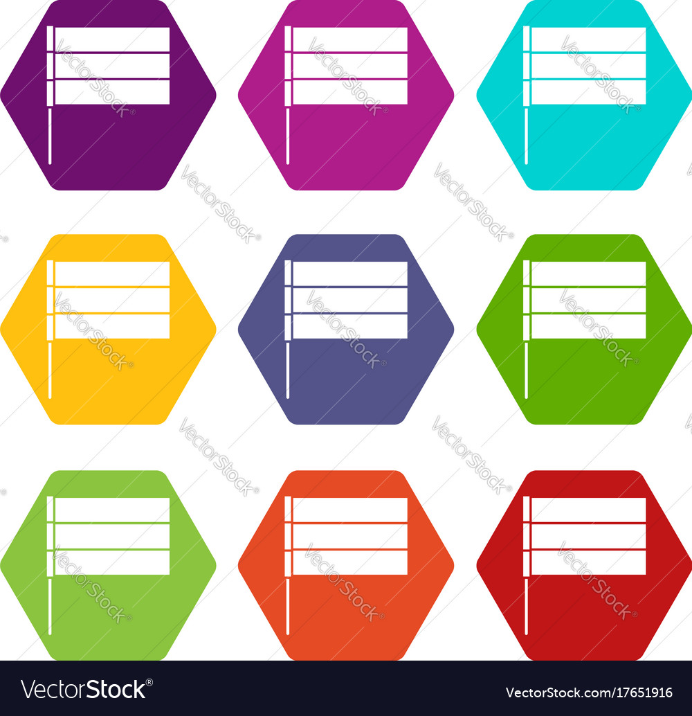 Flag icon set color hexahedron Royalty Free Vector Image