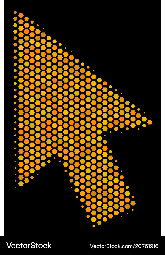 Hexagon halftone mouse cursor icon Royalty Free Vector Image