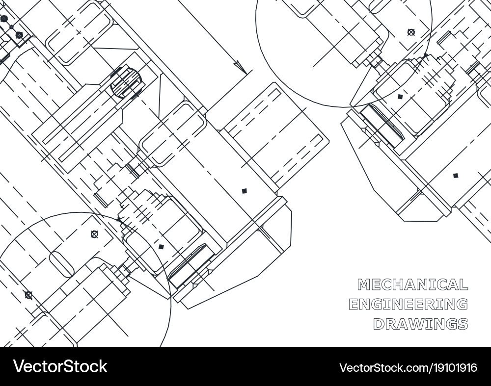 Mechanical engineering drawing blueprints Vector Image