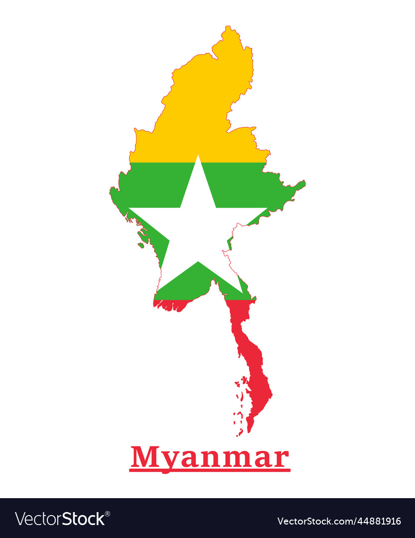 Myanmar national flag map design Royalty Free Vector Image