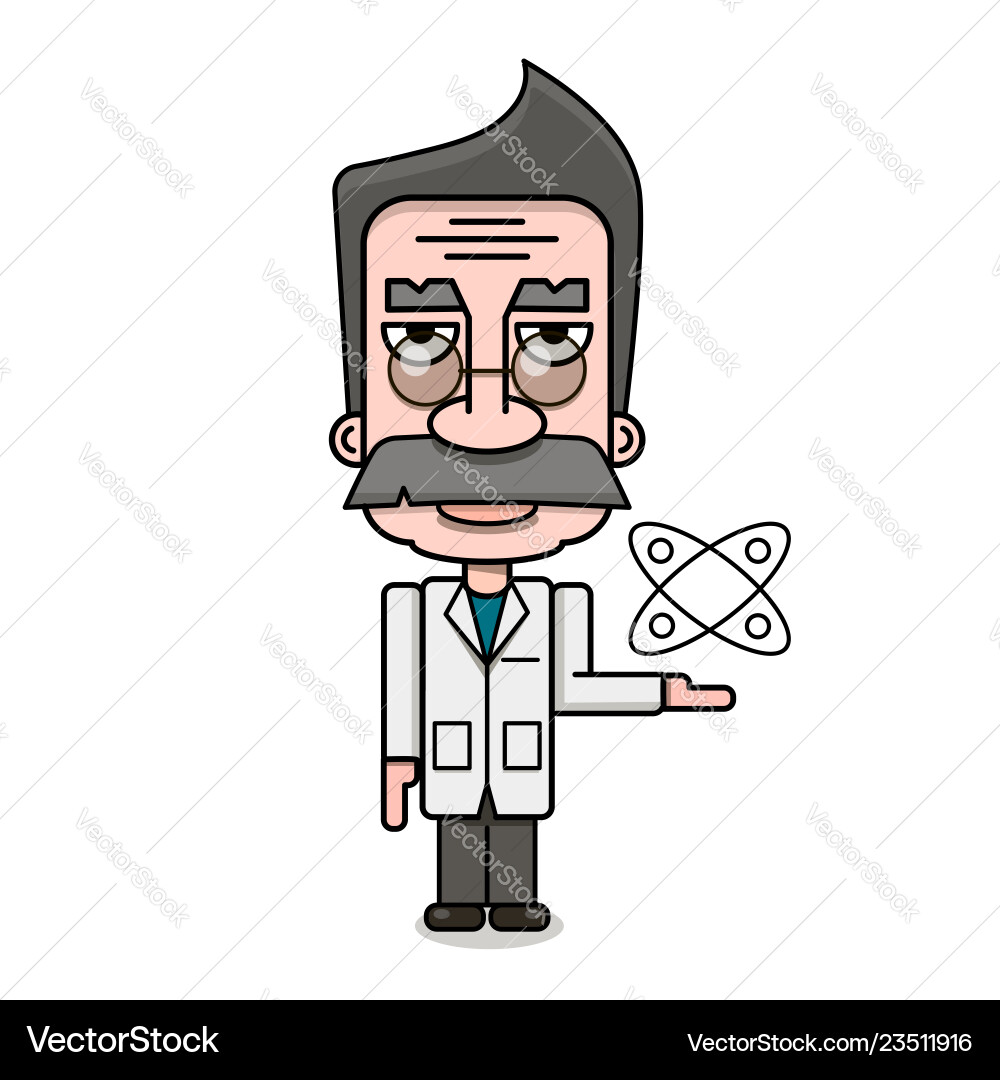 Old scientist icon retro cartoon design Royalty Free Vector