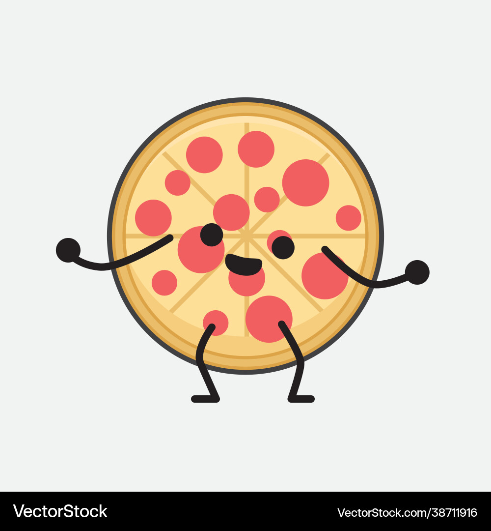 Pizza character with cute face and simple body Vector Image