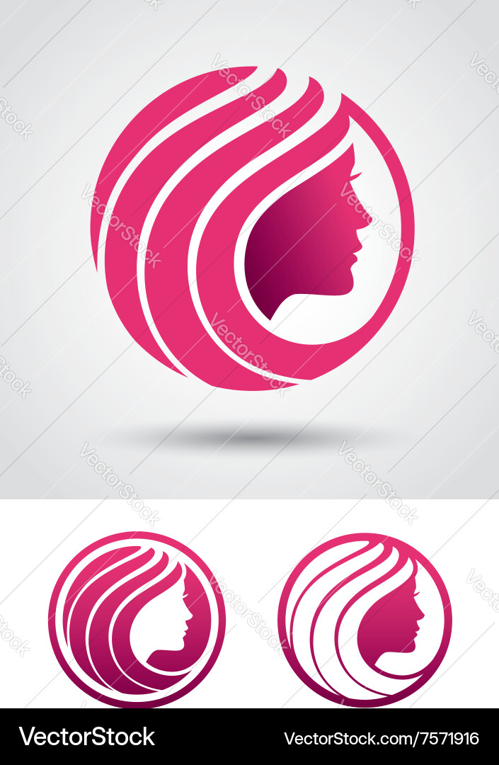 Round woman profile logo Royalty Free Vector Image