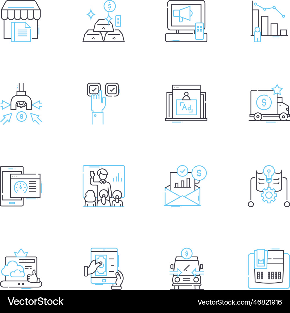 Sales pitching linear icons set persuasion Vector Image