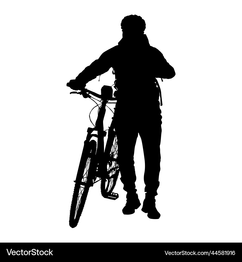Silhouette of cyclist with bicycle Royalty Free Vector Image