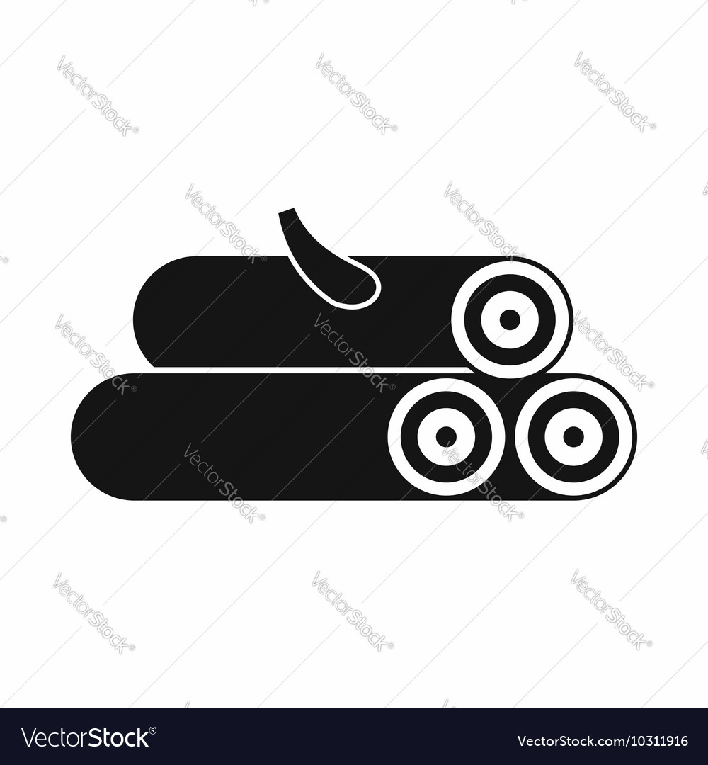 Wooden logs icon simple style Royalty Free Vector Image