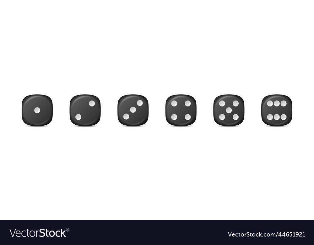 3d realistic black game dice icon set Royalty Free Vector