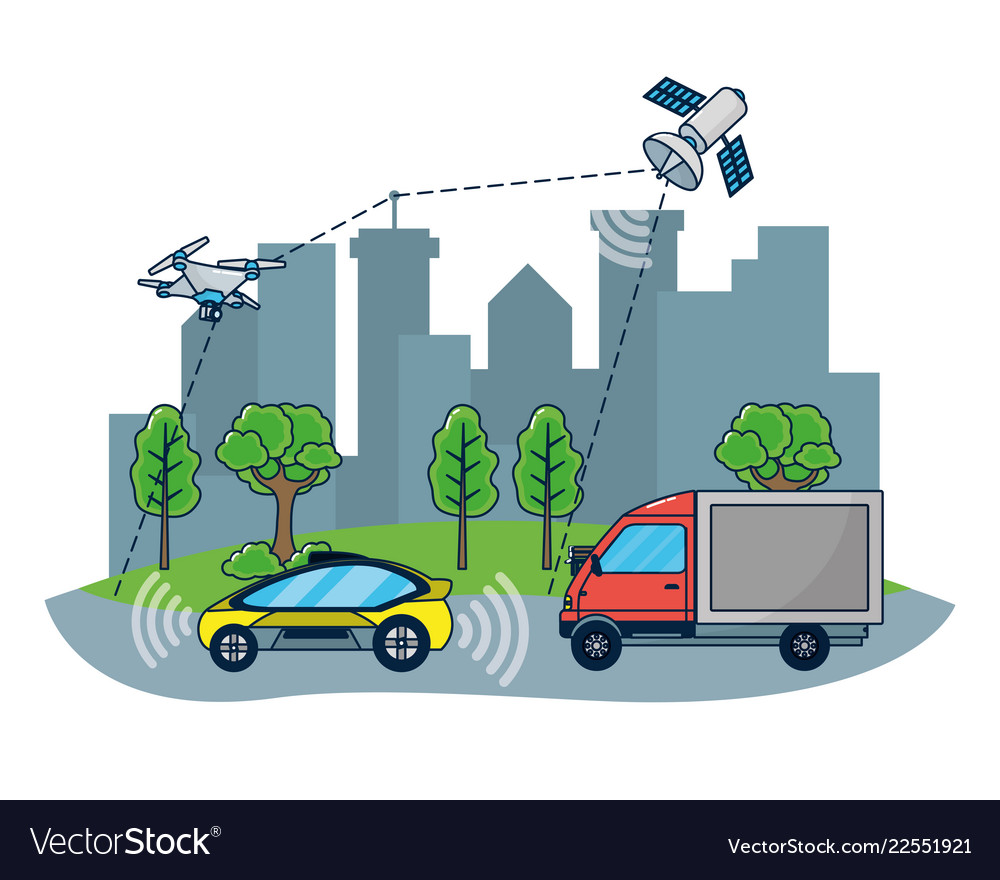 Autonomous car technology Royalty Free Vector Image