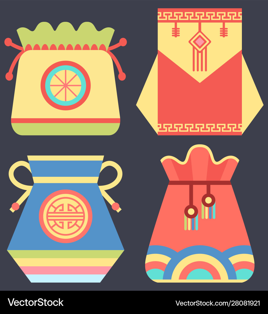 Chinese fortune bag bringing luck and happiness Vector Image