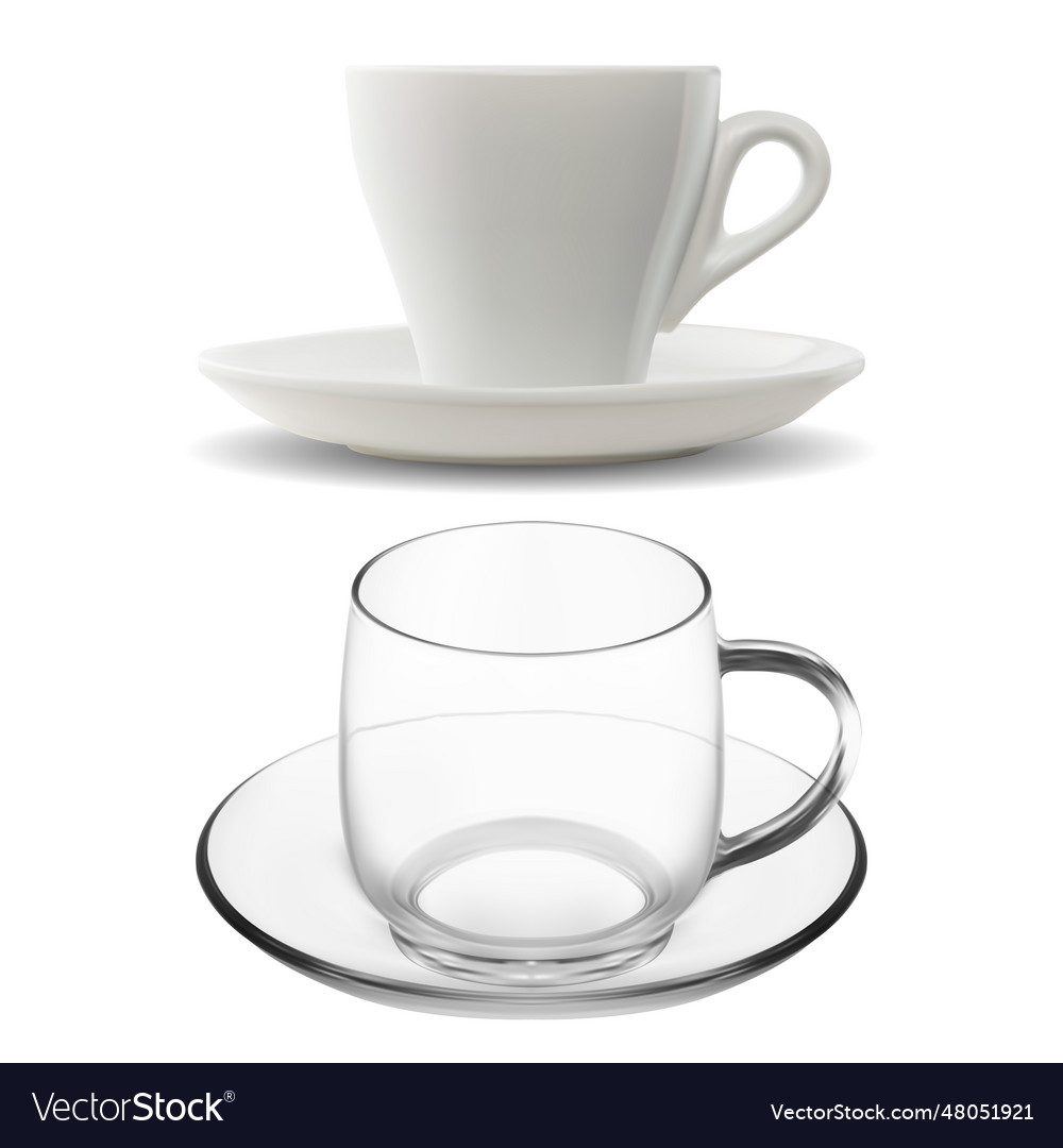 Coffee cup tea transparent espresso mug 3d Vector Image