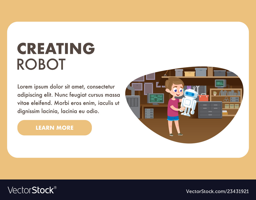 Creating robot science technology research flat Vector Image