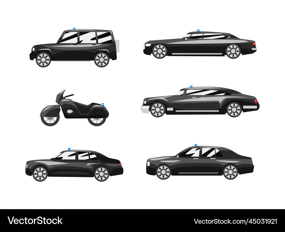 Government vehicles with black presidential auto Vector Image