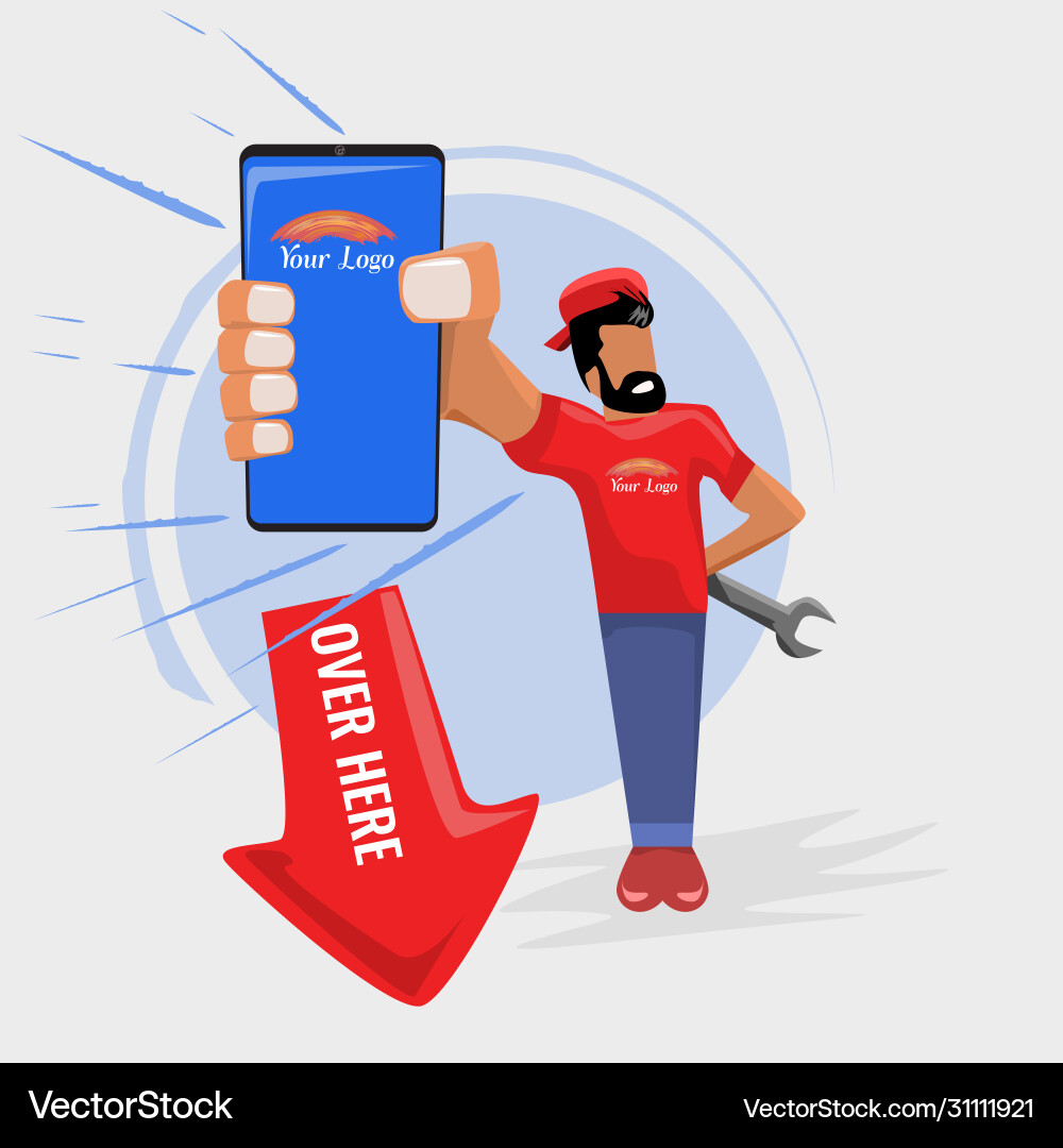 Handyman cartoon repair master man character Vector Image
