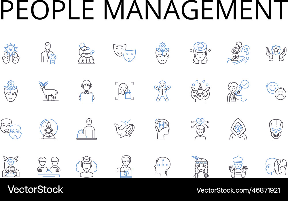 People management line icons collection staff Vector Image