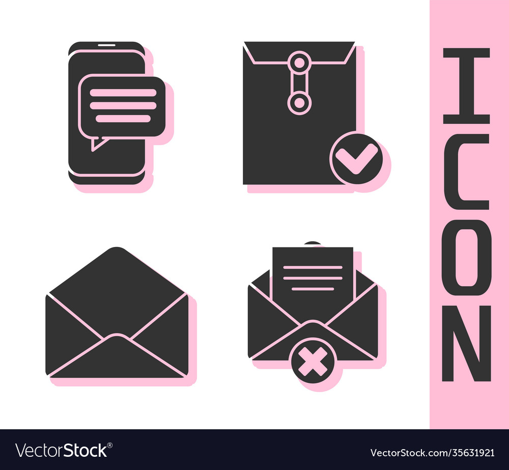 Set delete envelope chat messages notification Vector Image