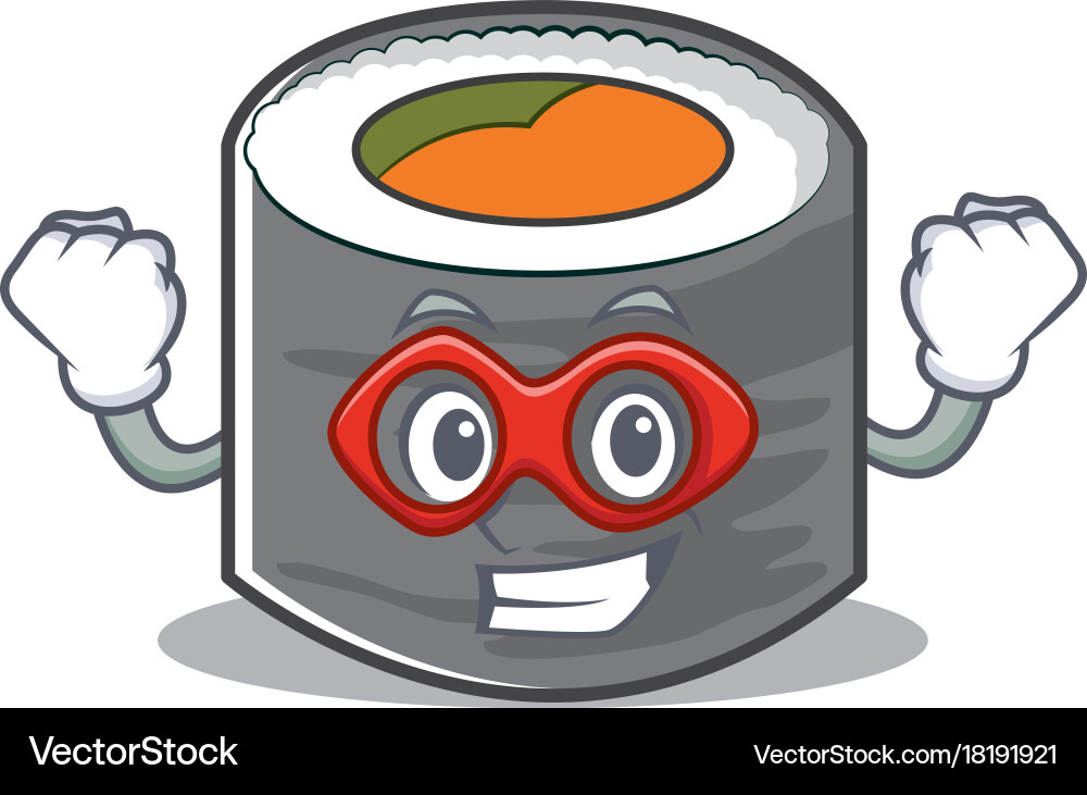 Super hero sushi cartoon character style Vector Image