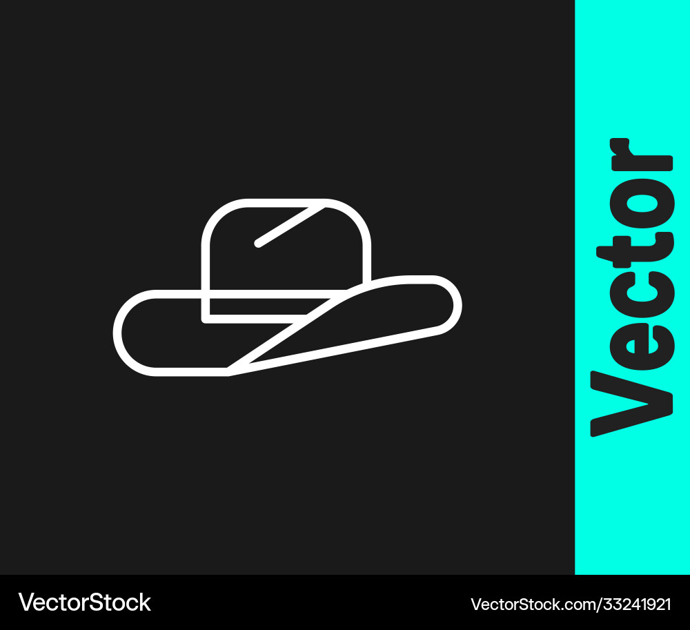 White line western cowboy hat icon isolated Vector Image