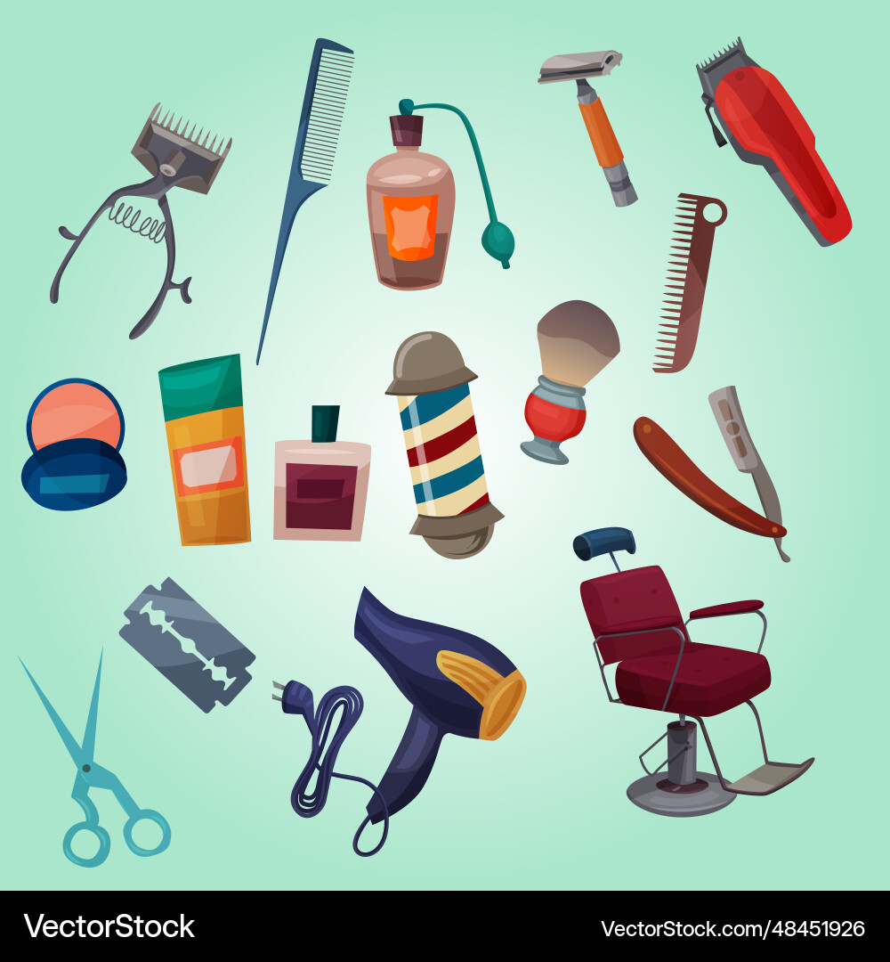 Barber shop cartoon set style Royalty Free Vector Image