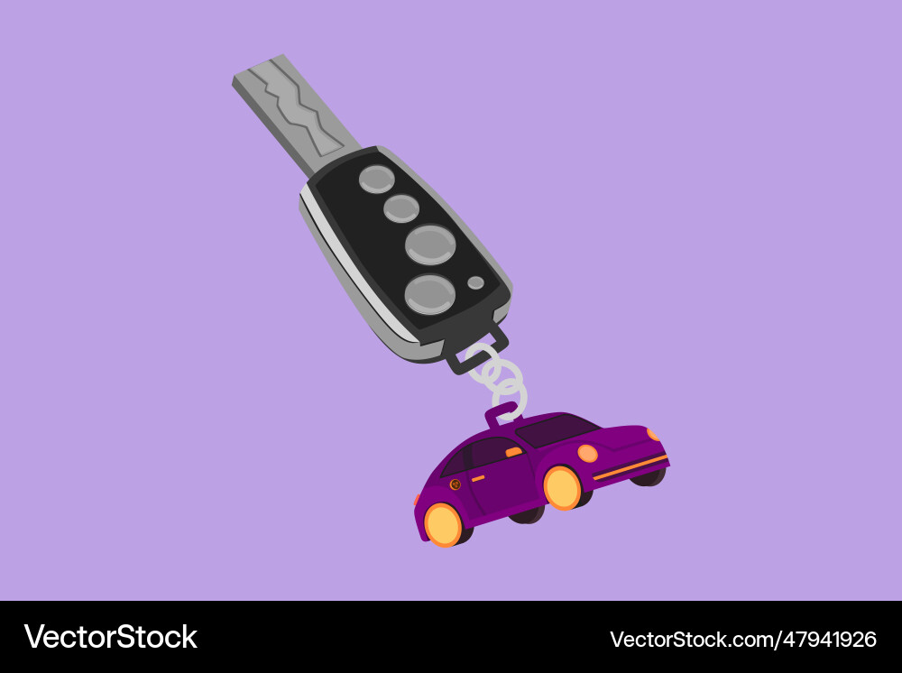 Cartoon flat style drawing key car and key ring Vector Image