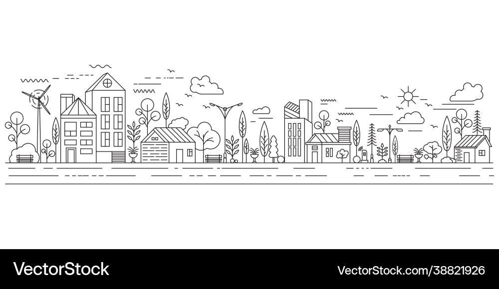 City building line art template Royalty Free Vector Image