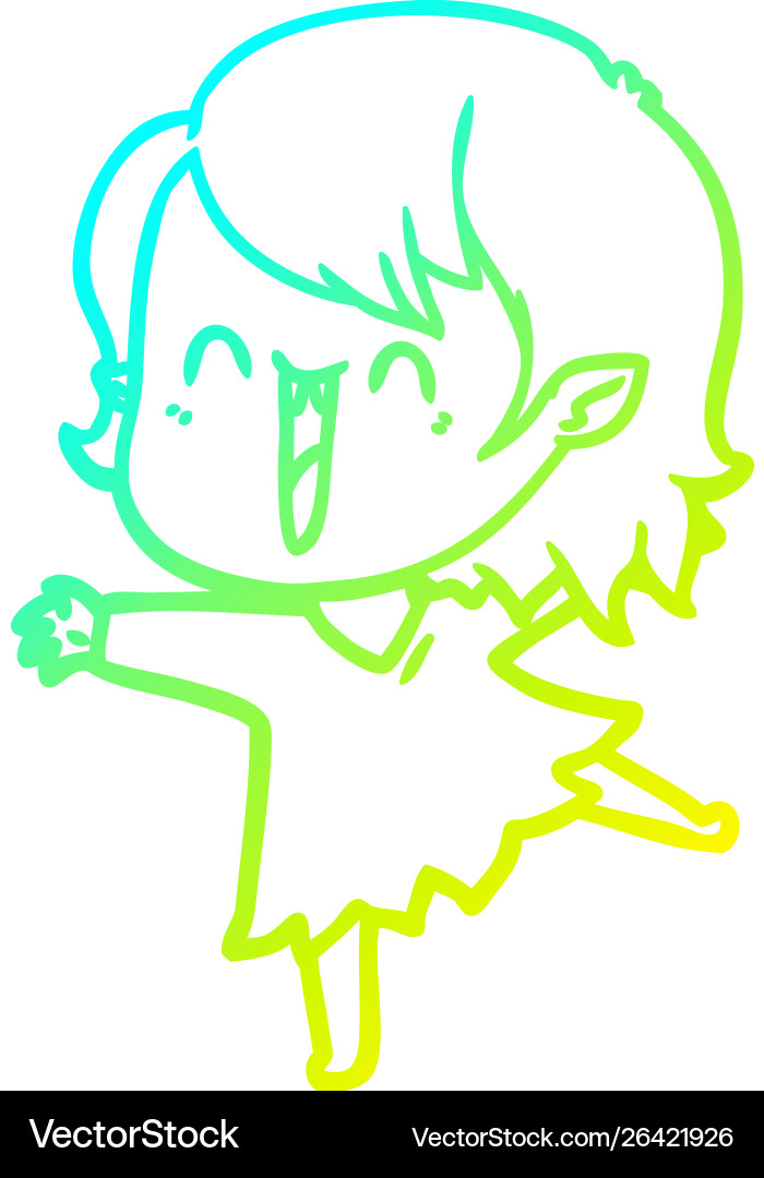 Cold gradient line drawing cute cartoon happy Vector Image