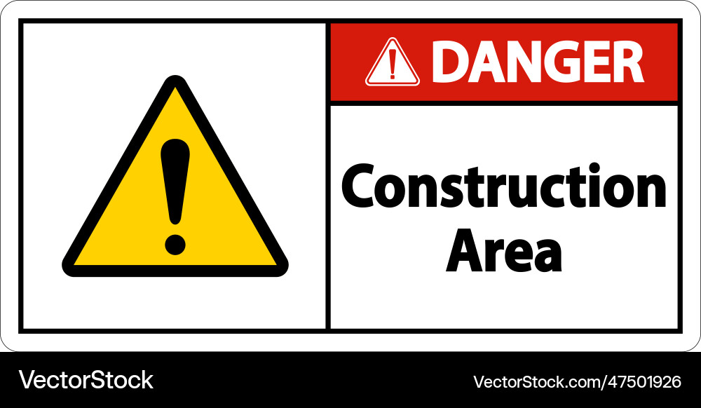 Danger construction area symbol sign on white Vector Image