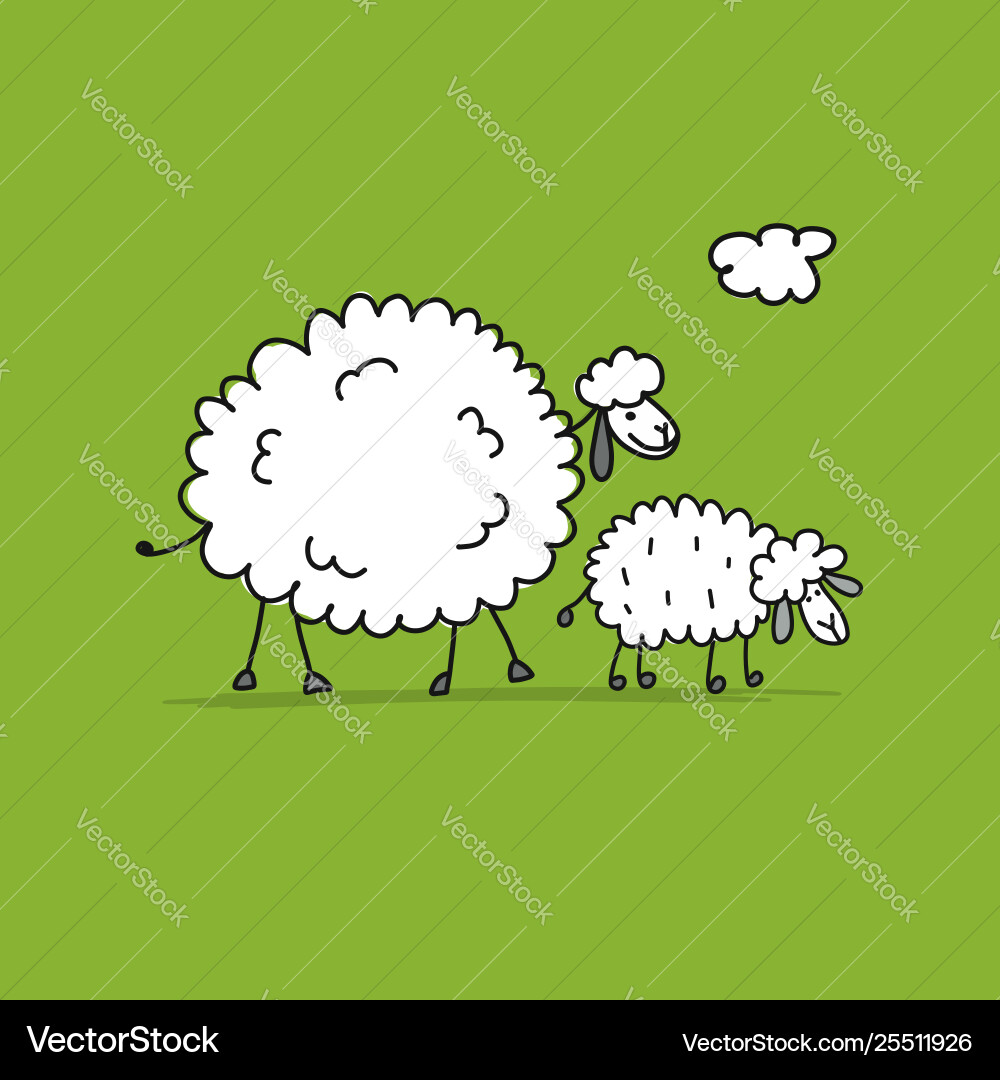 Funny sheeps sketch for your design Royalty Free Vector