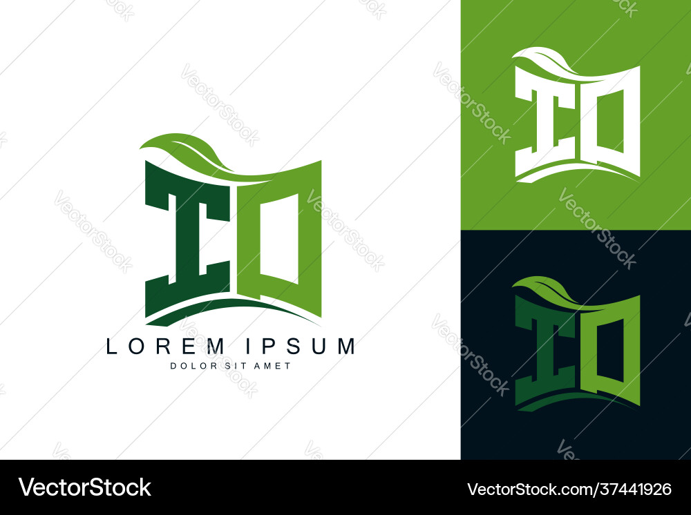 Id logo monogram with green leaf nature organic Vector Image