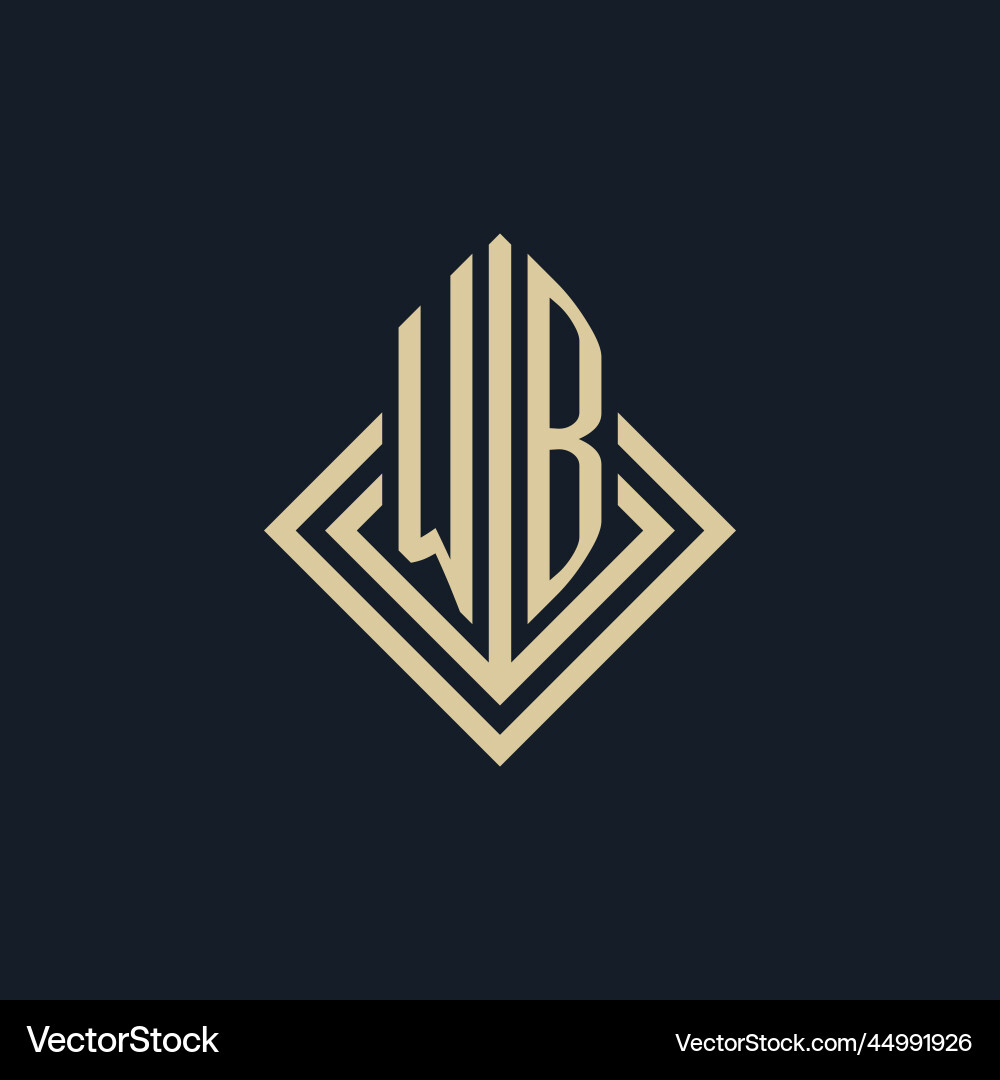 Initials wb logo rhombus lines shape style luxury Vector Image