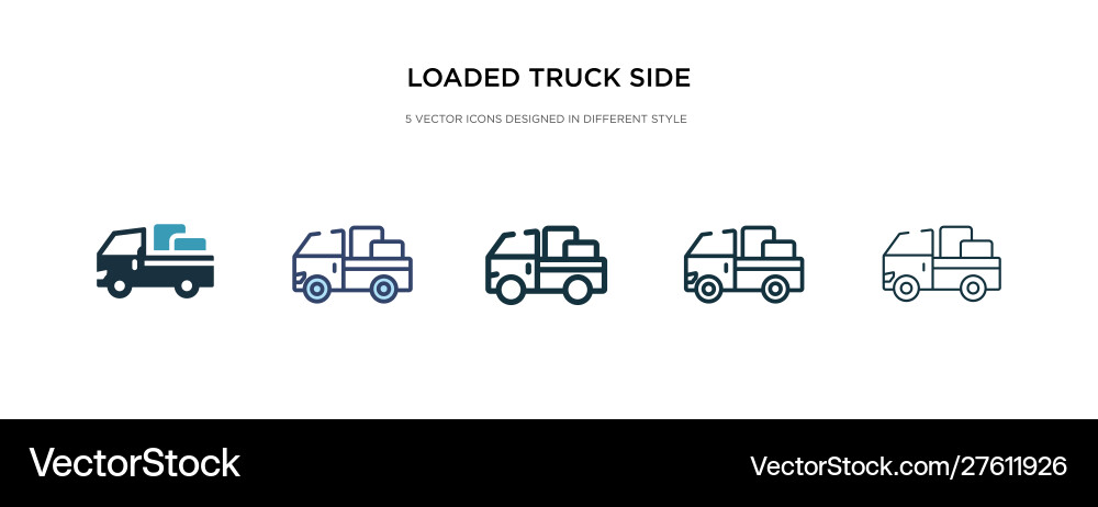 Loaded truck side view icon in different style Vector Image