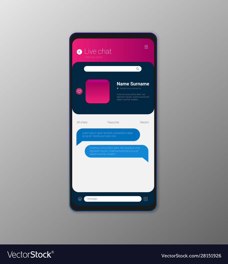 Mobile application interface live chat ui ux gui Vector Image Mobile application interface live chat ui ux gui Vector Image