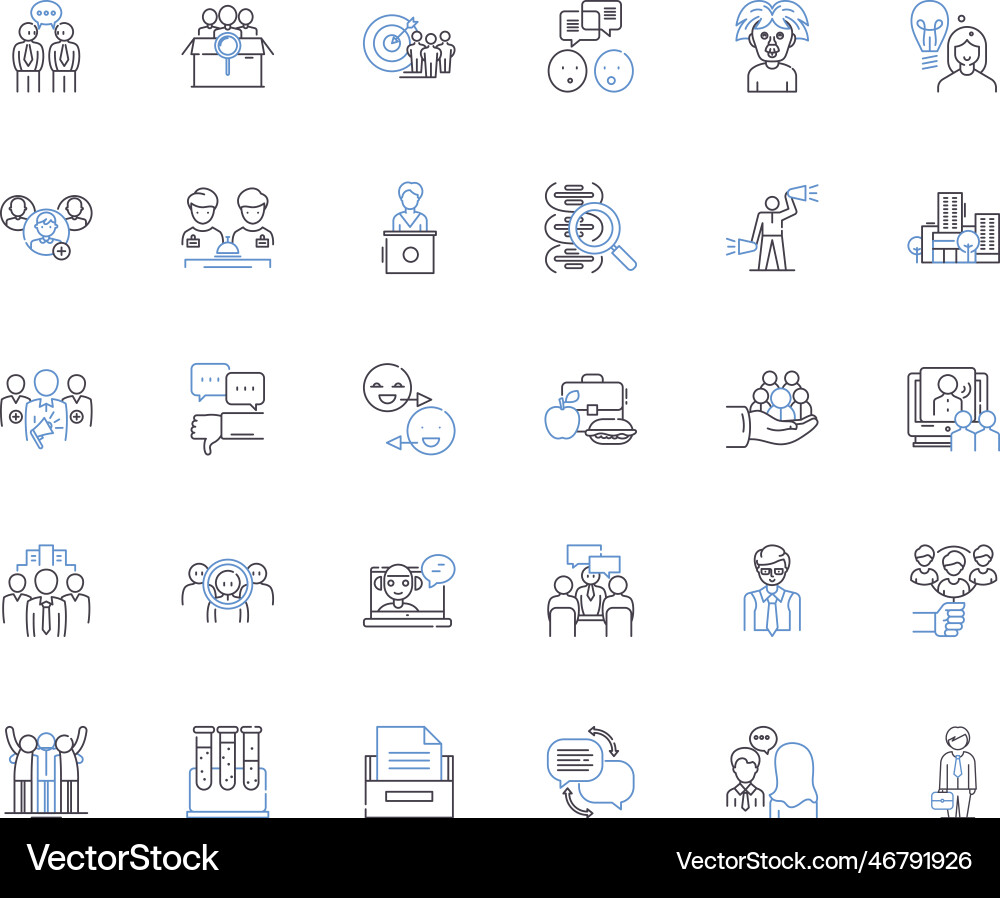 Motivational manipulation line icons collection Vector Image