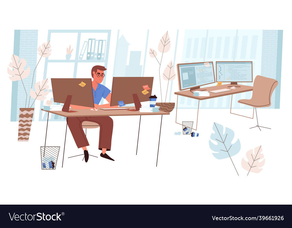 Programmers working concept in flat design Vector Image