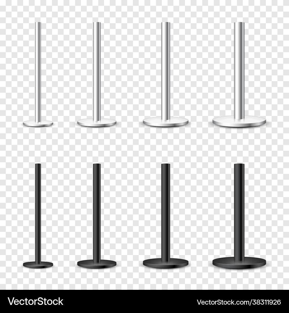 Realistic metal poles collection isolated Vector Image