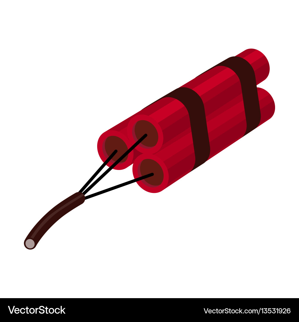 Red dynamite in three parts explosives which blow Vector Image