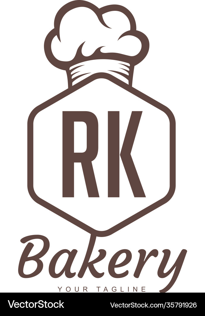Rk letter logo design with chef icon bakery Vector Image