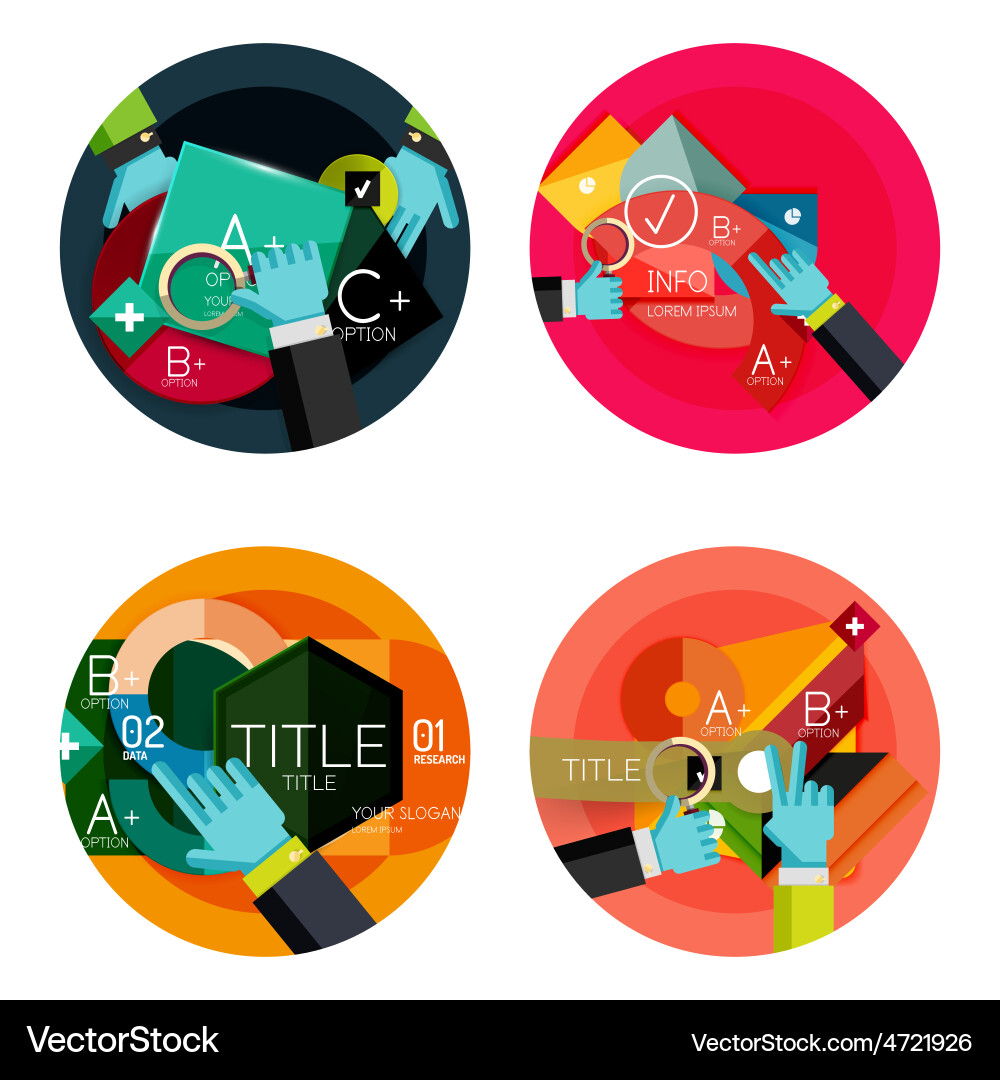 Set of flat design circle option infographics Vector Image