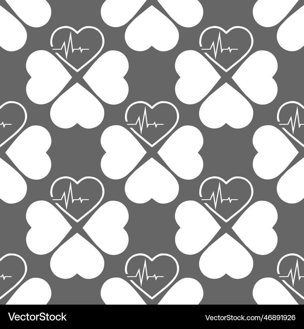 Simple seamless pattern of white hearts on a gray Vector Image