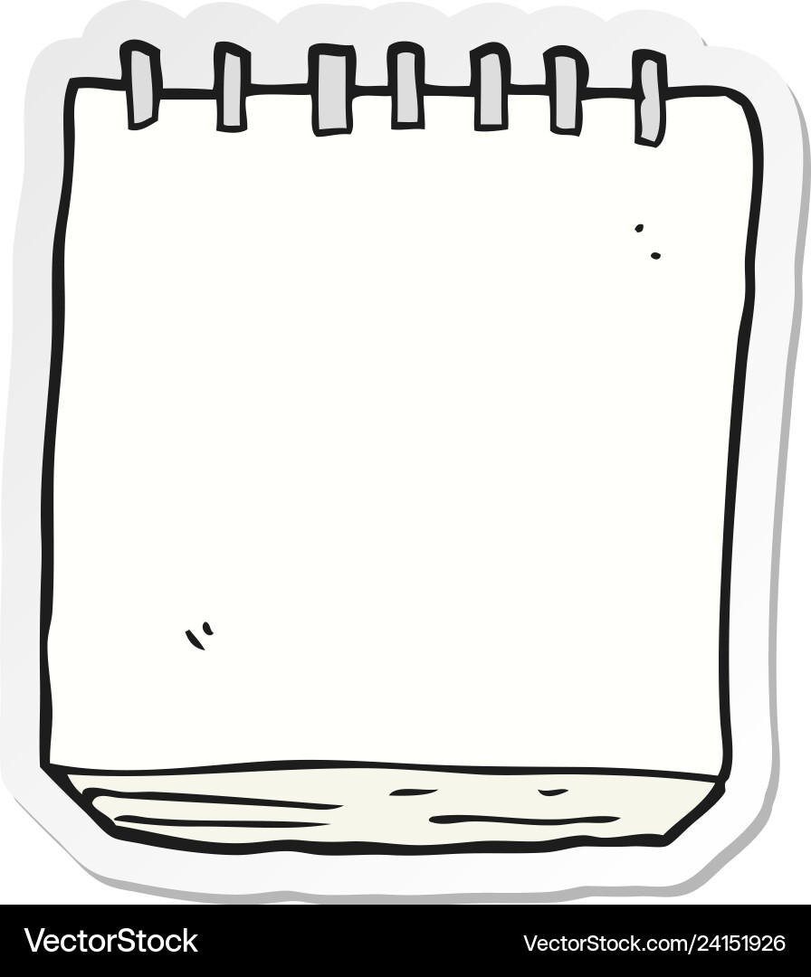 Sticker of a cartoon note pad Royalty Free Vector Image