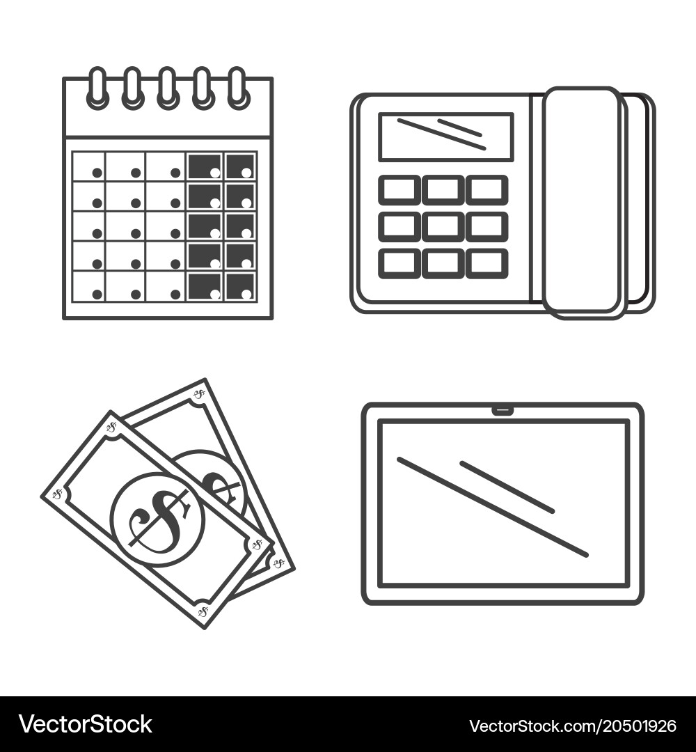 Tax return time set icons Royalty Free Vector Image