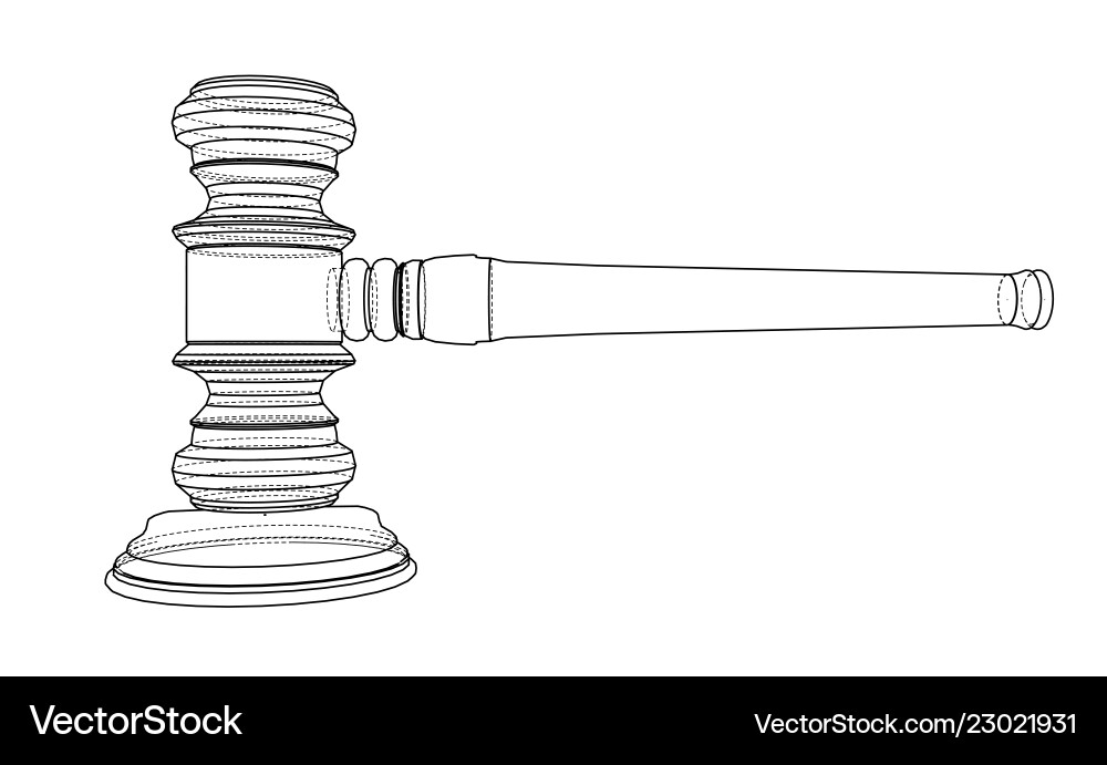 3d outline gavel rendering of Royalty Free Vector Image