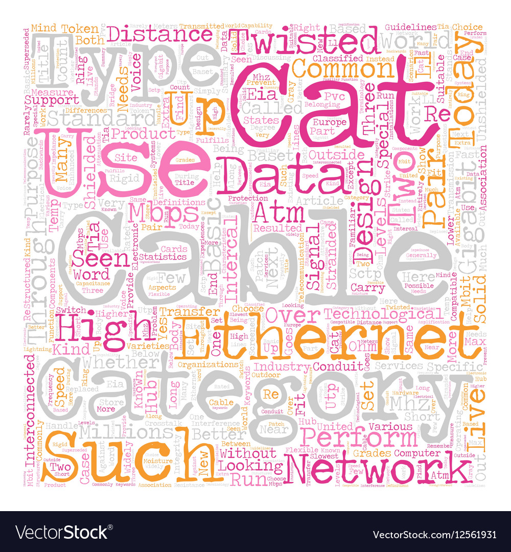 Category cable e cable text background Royalty Free Vector