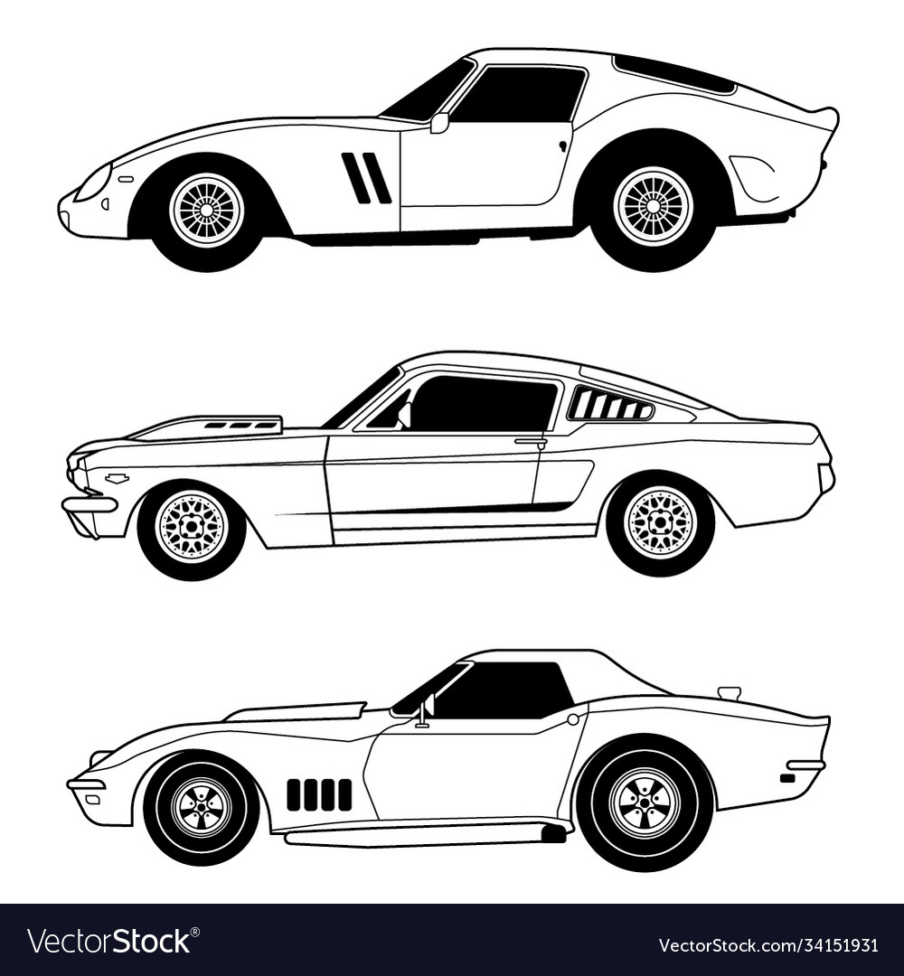 Classic sport cars Royalty Free Vector Image - VectorStock
