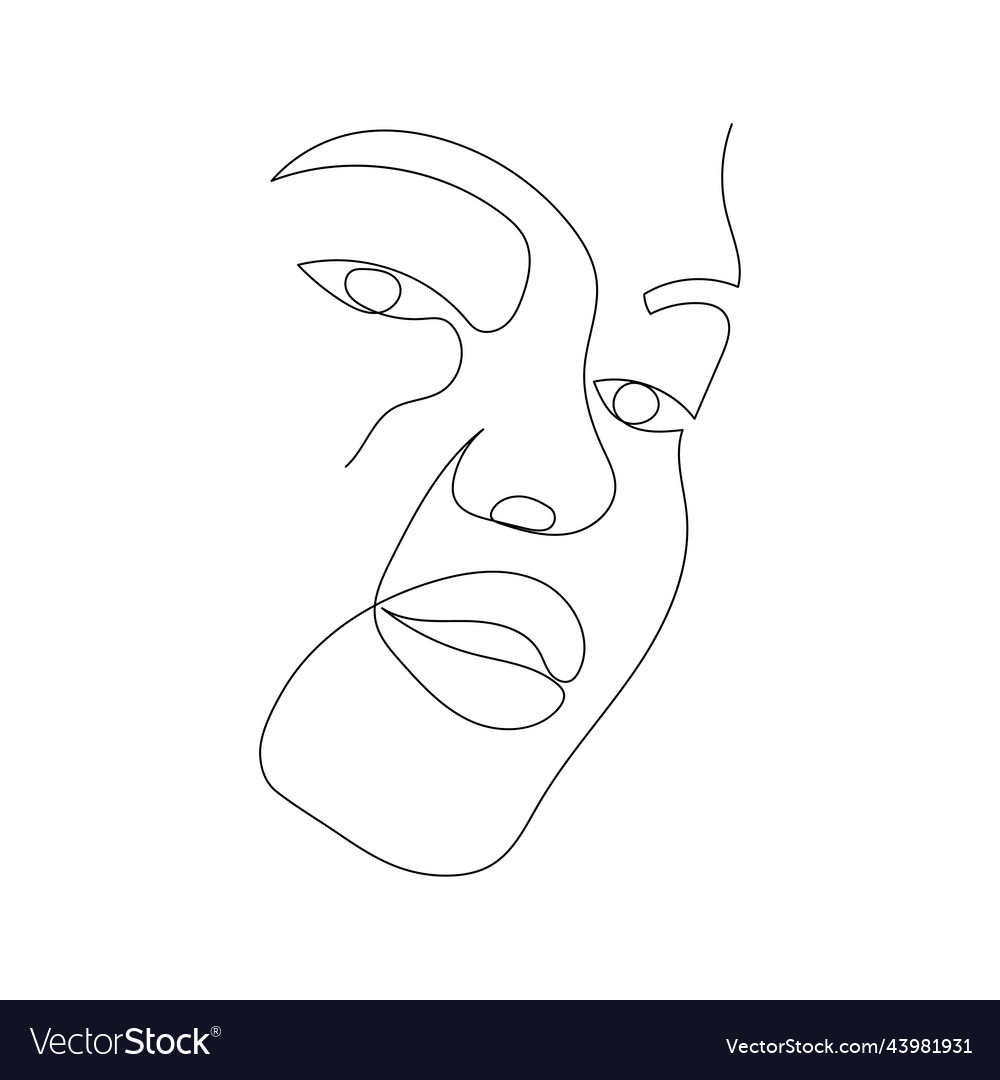 Continuous line drawing of portrait Royalty Free Vector