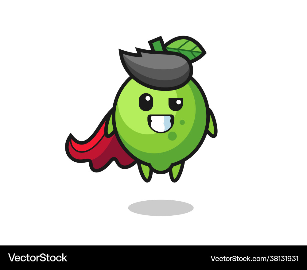 Cute lime character as a flying superhero Vector Image