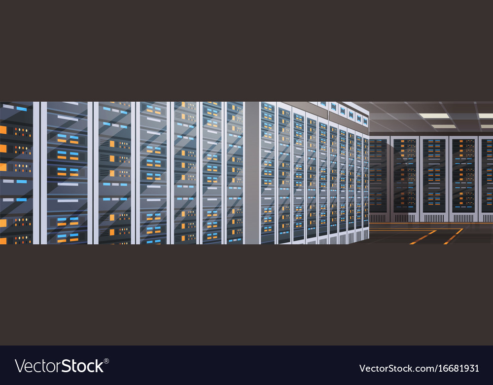 Data center room hosting server computer Vector Image