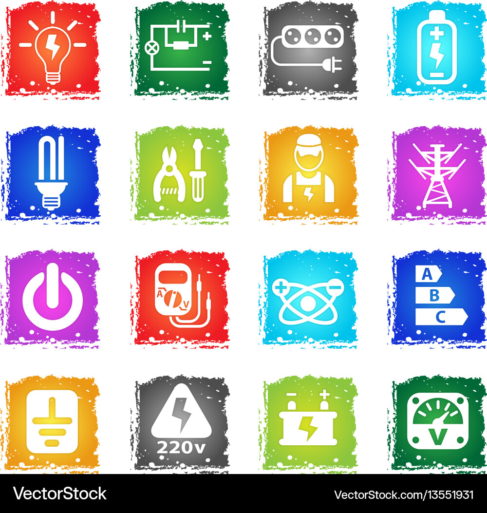 Electricity icon set Royalty Free Vector Image