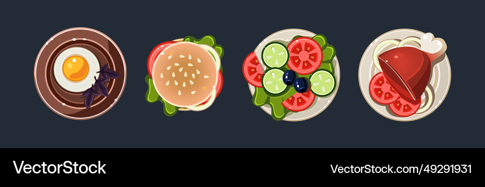 Game food icon and nutrition element set Vector Image