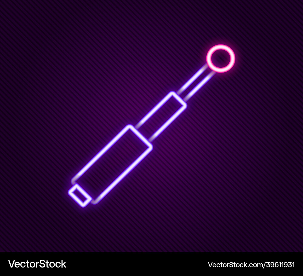 Glowing neon line telescopic baton icon isolated Vector Image