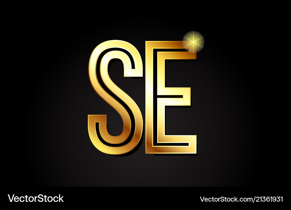 Gold alphabet letter se s e logo combination icon Vector Image